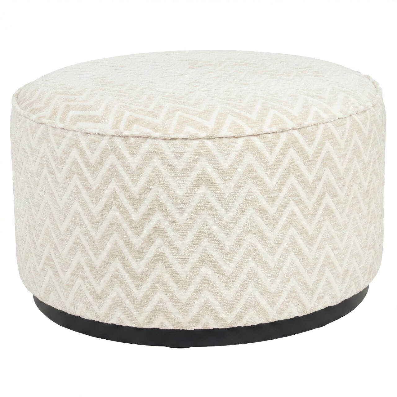 216063 - Poef & Voetenbank Lexie beige chevron 70Ø - Richmond Interiors